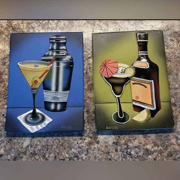 Rafuse | Wall Decor | 2 Rafuse Cocktail Martini Wall Art Tiles Green ...